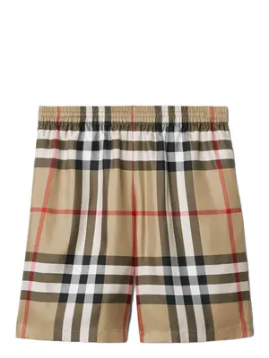 Burberry Check Silk Shorts Archive Beige