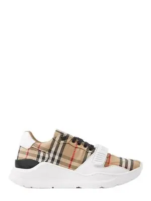 Burberry Check Suede And Leather Sneakers Archive Beige