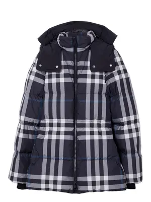 Burberry Burberry Check Puffer Jacket Dark Charcoal Blue/white