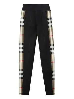 Burberry Check Trim Stretch Jersey Leggings - Black