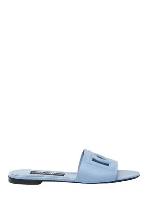 Dolce & Gabbana Dg Interlocked Leather Sandals Light Blue