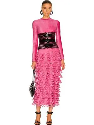 Alaïa Long Velvet Dress - Candy
