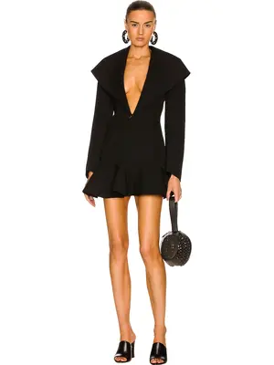 Alaïa Hooded Short Tailored Dress - Noir