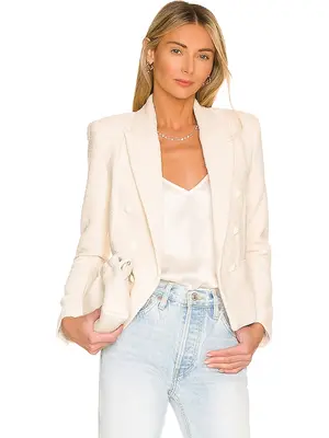 L'Agence Brooke Double Breasted Crop Blazer - Ecru