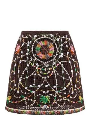 Emilio Pucci Cyprea Embroidered Mini Skirt - Brown