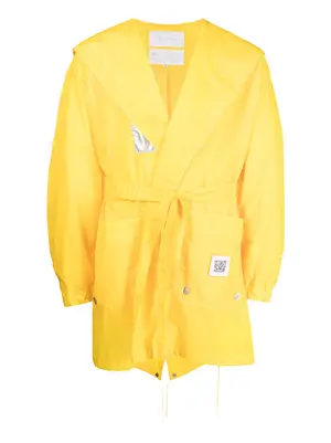 FUMITO GANRYU Reflective Panel Hooded Raincoat - Yellow