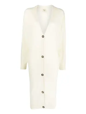 PAULA V-neck Cashmere Cardigan-coat - White