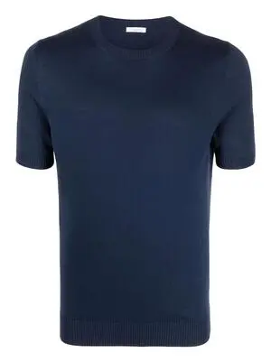 Malo Short-sleeve Fitted Knit Top - Blue
