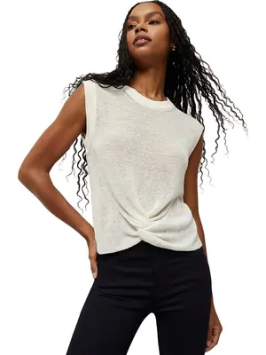 VERONICA BEARD Veronica Beard Kellen Twist-Front Sleeveless Sweater