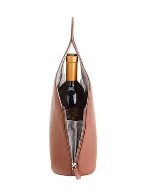 ROYCE NEW YORK Leather Wine Tote - Tan