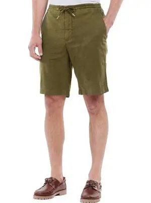 Barbour Barbour Linen And Cotton-Blend Shorts Military Green