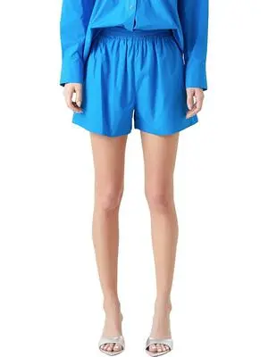 GREY LAB Cotton Boyfriend Shorts - Blue