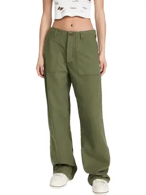 R13 Wide Leg Utility Pants - Olive