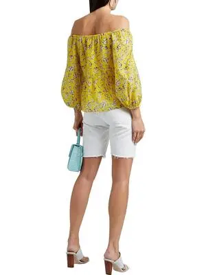 Alice + Olivia Off-the-shoulder Floral-print Top - Yellow