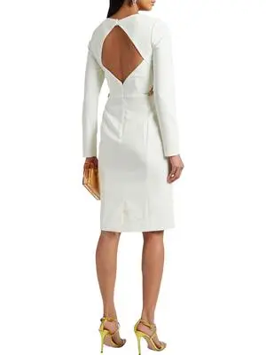 Marchesa Embellished Cutout Crepe Midi Dress - Ivory