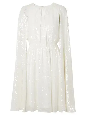 Erdem Austin Cape-effect Sequined Chiffon Midi Dress - Ivory