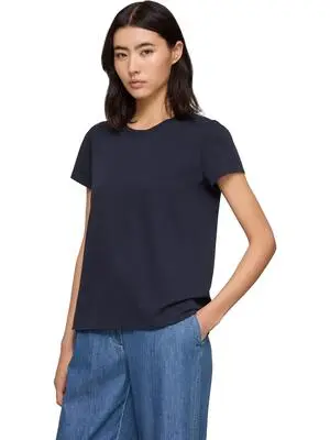 Lafayette 148 New York Cotton Jersey Crewneck T-shirt - Blue Ink