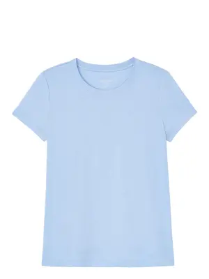 Lafayette 148 New York Cotton Jersey Crewneck T-Shirt Blue Oasis