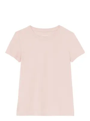 Lafayette 148 New York Cotton Jersey Crewneck T-Shirt Blush Peach