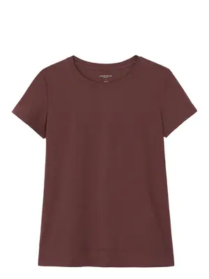 Lafayette 148 New York Cotton Jersey Crewneck T-Shirt Brown