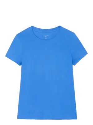 Lafayette 148 New York Cotton Jersey Crewneck T-Shirt Classic Cobalt
