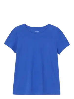 Lafayette 148 New York Cotton Jersey Crewneck T-Shirt Lapis Blue