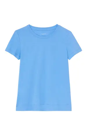 Lafayette 148 New York Cotton Jersey Crewneck T-Shirt Sonic Blue