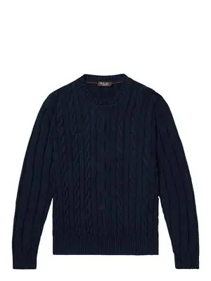 Loro Piana Slim-fit Cable-knit Cotton Sweater - Blue