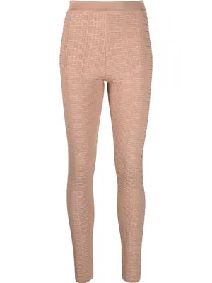 Balmain Debossed Monogram Leggings - Neutrals