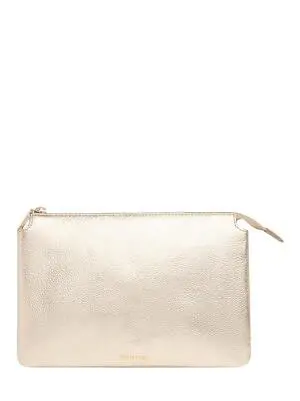 Whistles Elita Leather Clutch Handbag - Gold/multi