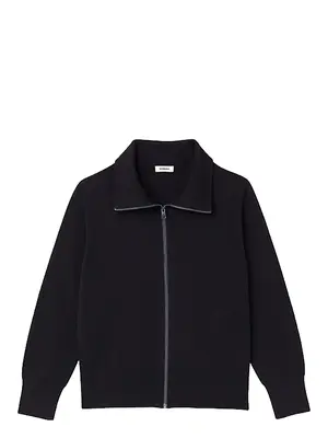 Sandro Zip-up Trucker Wool Cardigan - Blue
