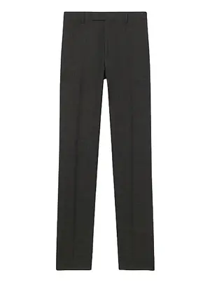 Sandro Slim-fit Tapered Wool Trousers - Noir / Gris