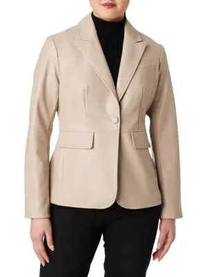 Sanctuary Faux Leather Blazer - Sawdust
