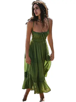 Free People Taking Sides Maxi Dress - Fresh Chives