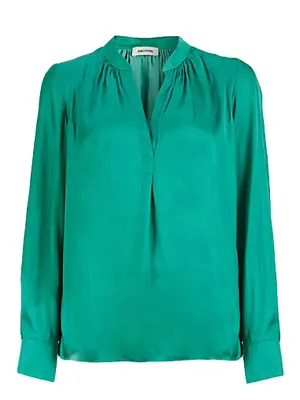 Zadig&Voltaire Tink V-neck Satin Blouse - Emeraude