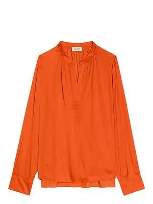 Zadig&Voltaire Tink V-neck Satin Blouse - Tangerine
