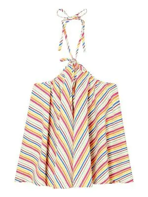 Rosie Assoulin Striped Halterneck Top - Ecru