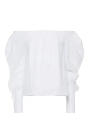 FRAME Off-the-Shoulder Ramie-Mousseline Cropped Top