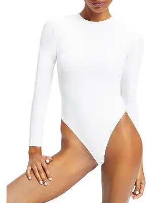 Good American Scuba Crewneck Bodysuit - White