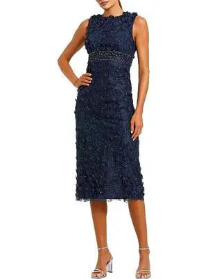 Mac Duggal Embellished Lace Midi Gown - Midnight
