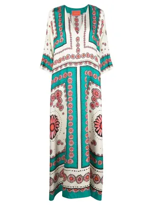 La DoubleJ Muumuu Floral-print Dress - Green