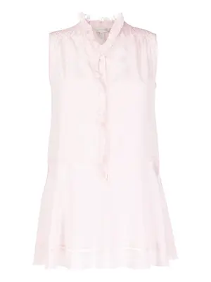 Shiatzy Chen Silk Ruffle-detail Sleeveless Blouse - Pink