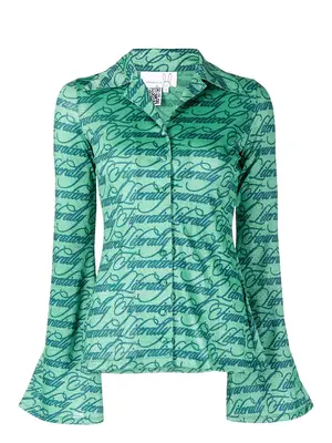 Natasha Zinko Text-print Shirt - Green