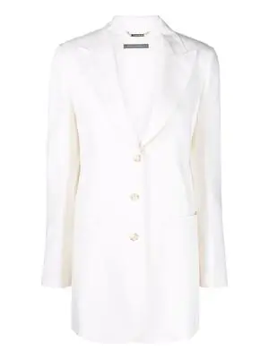 Alberta Ferretti Longline Single-breasted Blazer - White