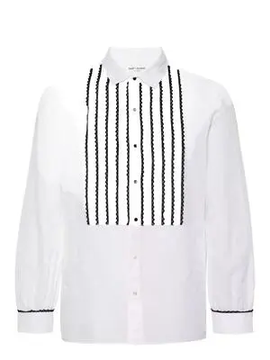 Saint Laurent Contrasting Lace-detail Shirt - White