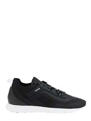 Hugo Panelled Faux-leather Running Trainers - Black