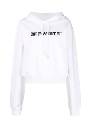Off-White Rhinestone-embellished Logo Hoodie - White