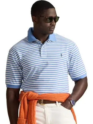 Ralph Lauren Striped Mesh Polo Shirt - Bristol Blue/white