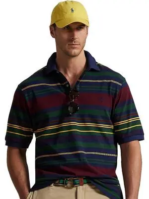 Ralph Lauren Striped Mesh Polo Shirt Classic Wine Multi