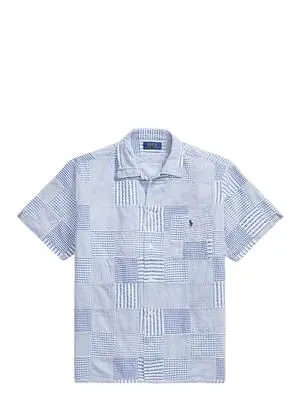Ralph Lauren Classic Fit Patchwork Seersucker Shirt Patchwork Blues